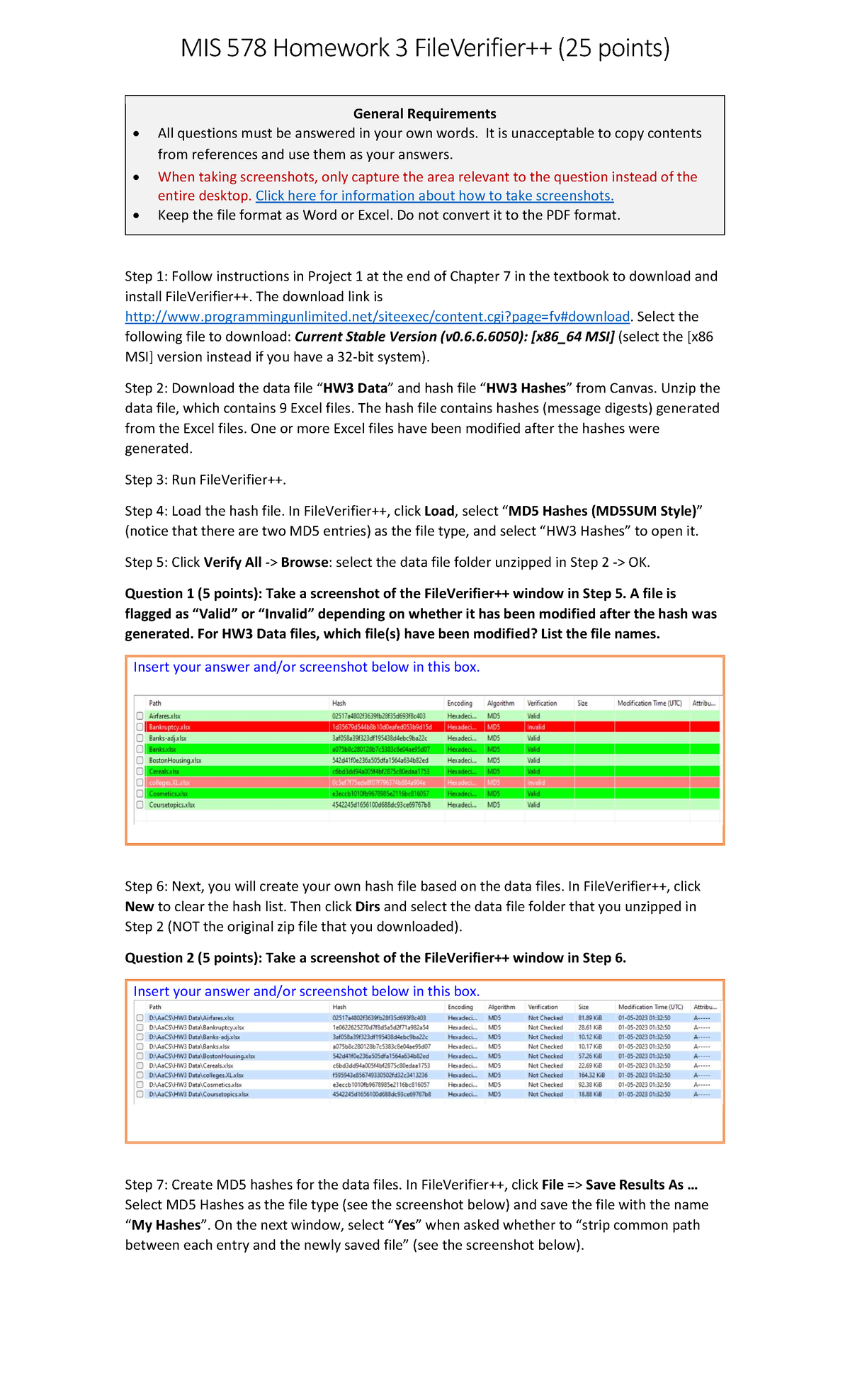 Homework 3 - it is an information systems assignment based file verifier ++ - MIS 578 Homework 3 ...
