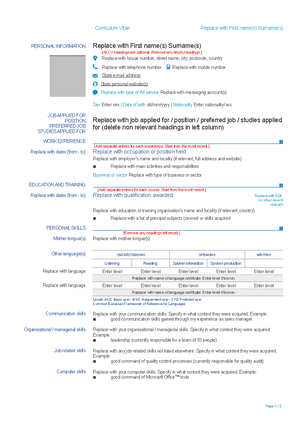 Curriculum vitae template 28 - Name & Surname Address City Phone: 098 ...