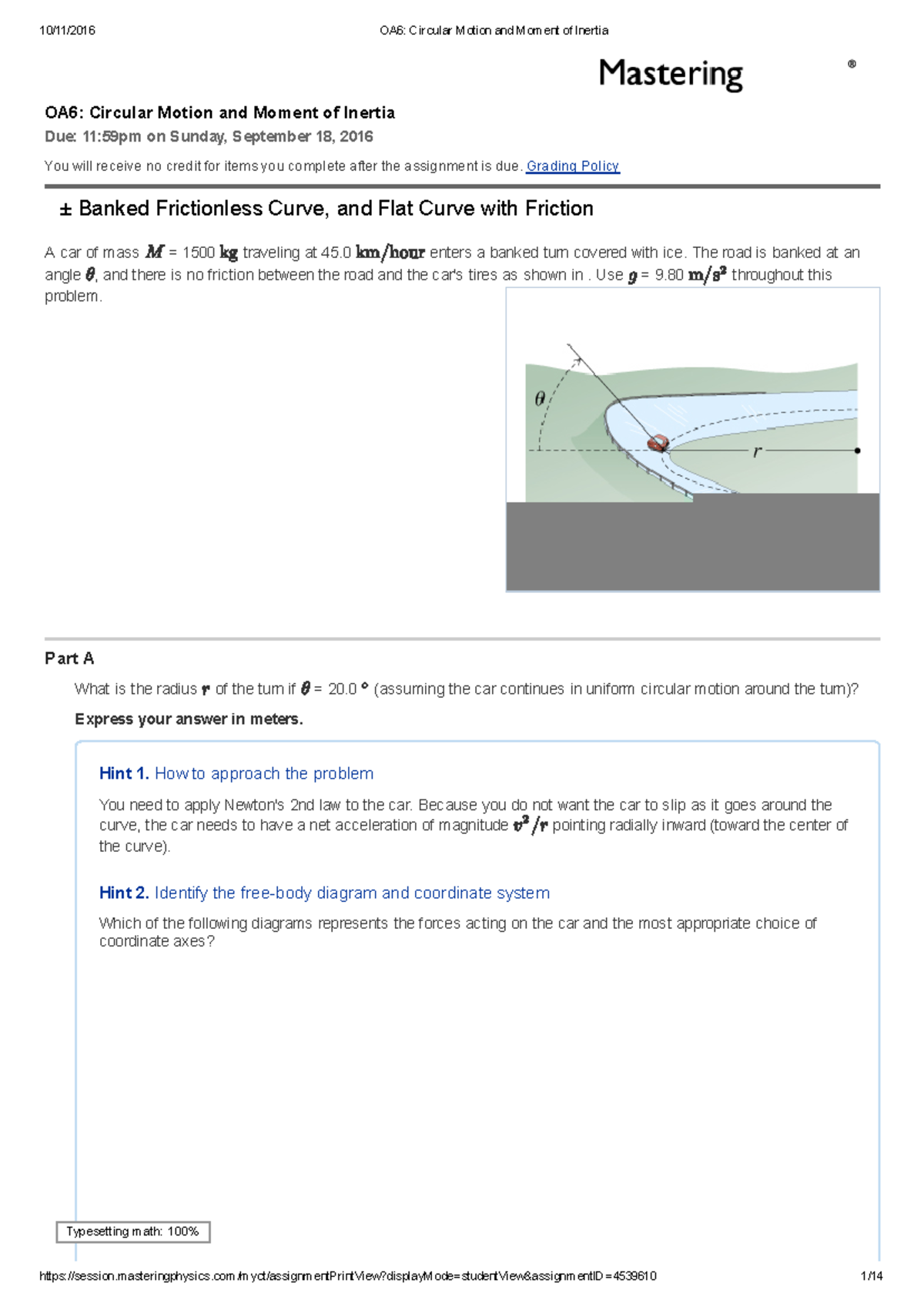 OA6 Circular Motion and Moment of Inertia - Grading Policy ± Banked ...