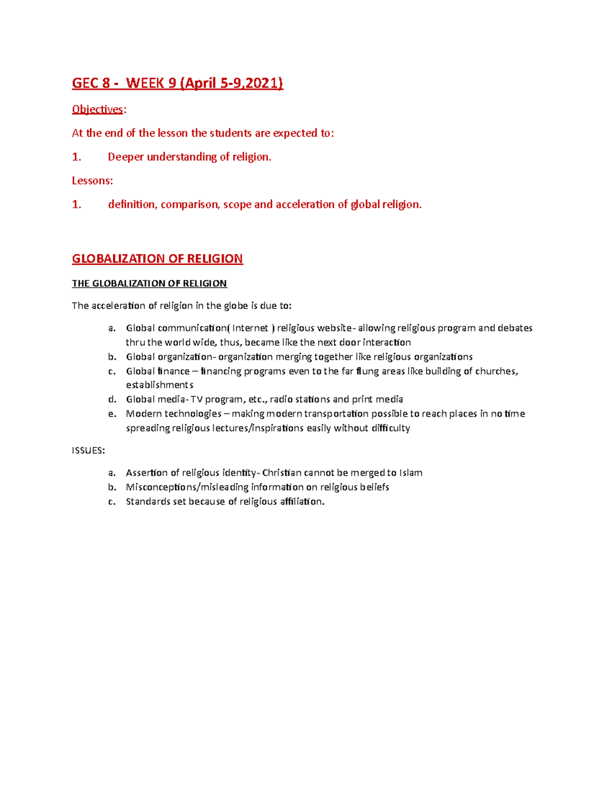 GEC 8 - WEEK 9 (April 5-9 2021) gec 8 - contemporary - GEC 8 - WEEK 9 ...