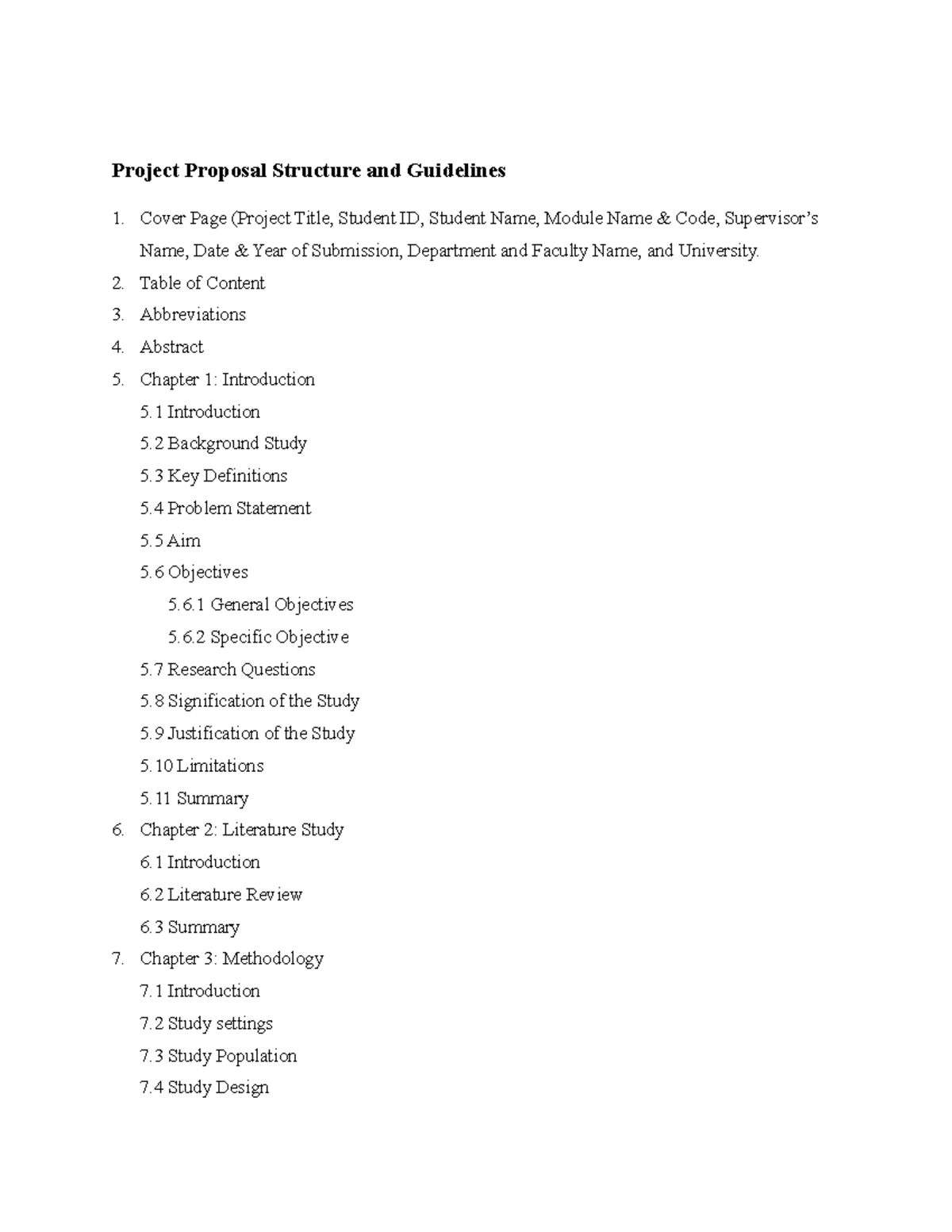 Project Proposal Structure and Guidelines - Cover Page (Project Title ...