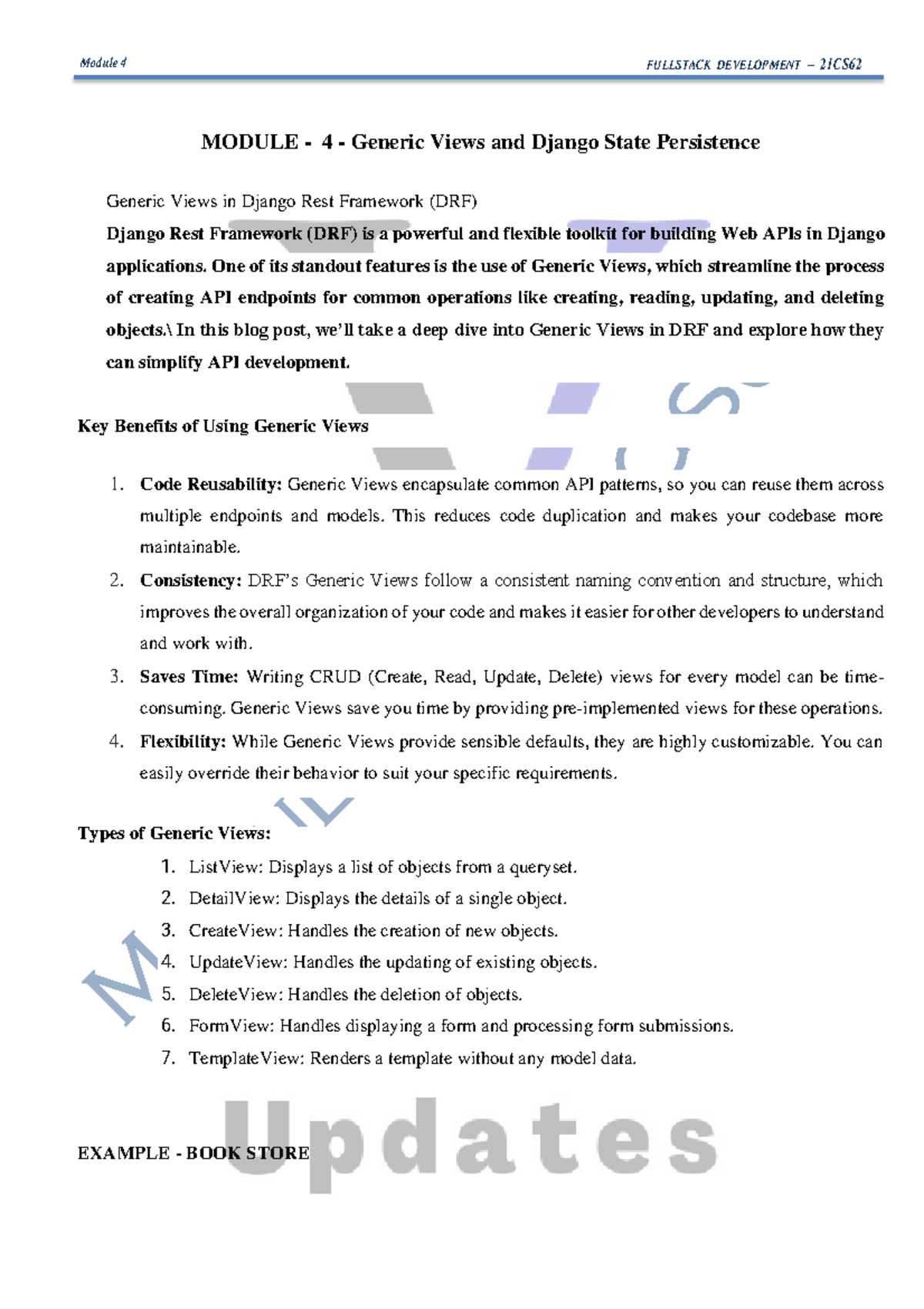 FSD M-4 @vtuupdates com - MODULE - 4 - Generic Views and Django State ...