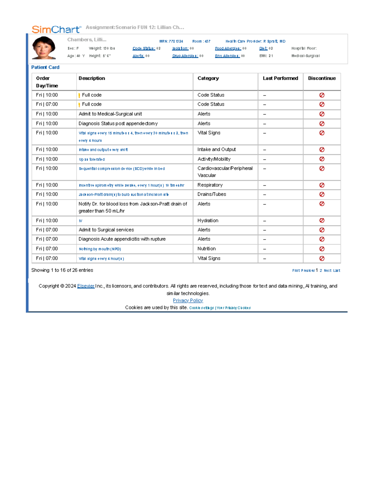 Sim Chart - Chambers, Lilli... Sex: F Weight: 130 lbs Age: 40 Y Height ...