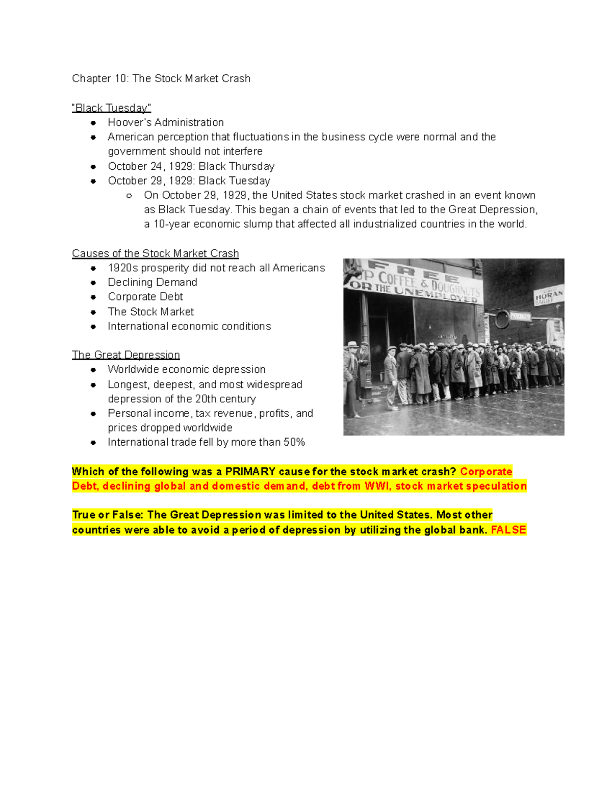 Chapter 10: The Stock Market Crash - This began a chain of events that ...