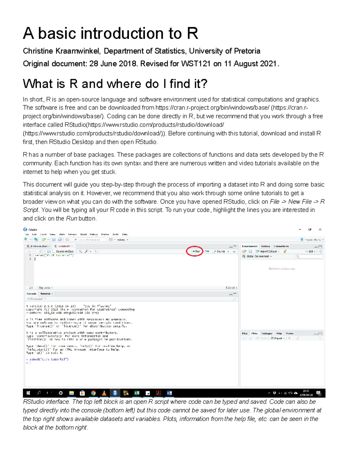 A basic introduction to R - A basic introduction to R Christine ...