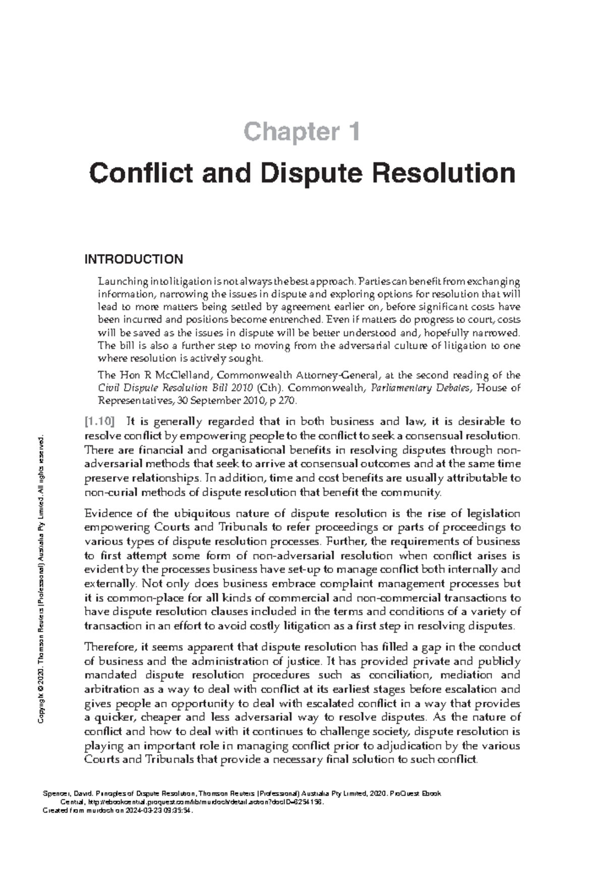 Principles of Dispute Resolution - (1 Conflict and Dispute Resolution ...