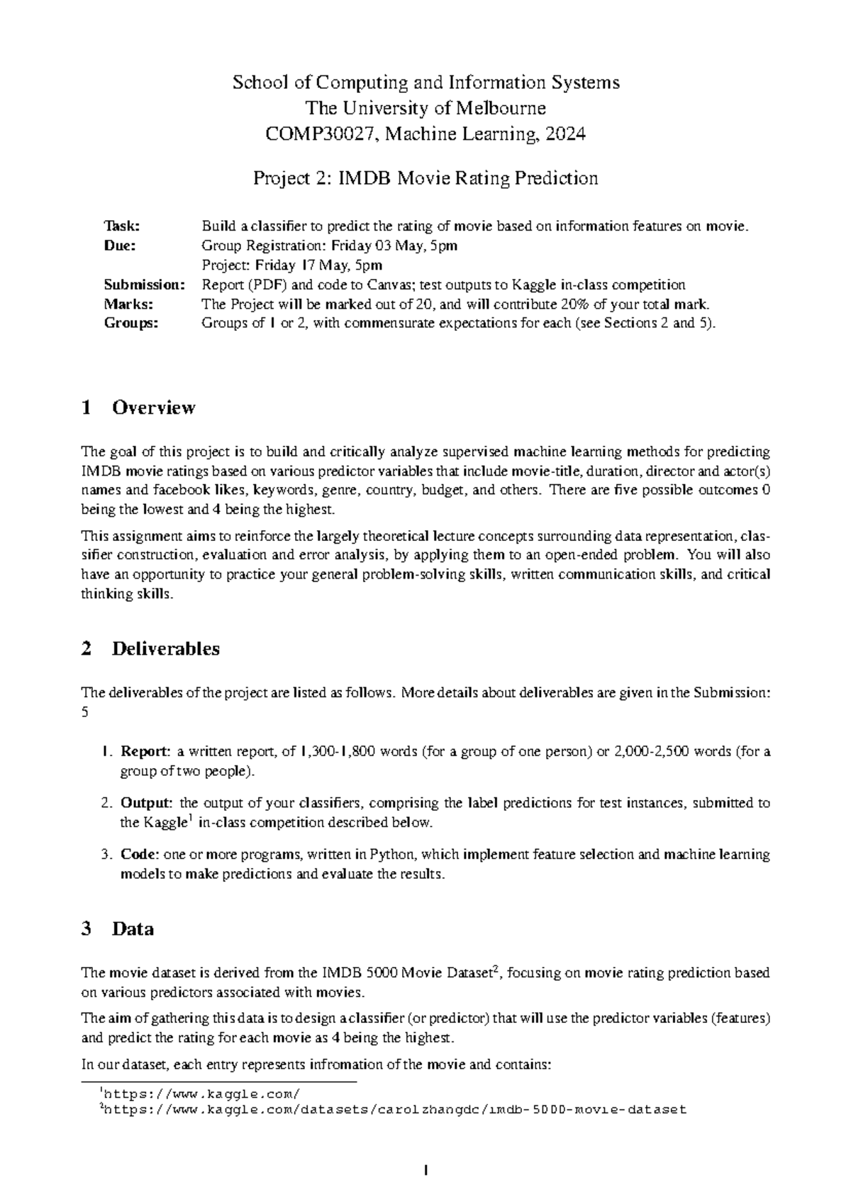 COMP30027 Project 2 2024S1 2024 1 - School of Computing and Information Systems The University ...