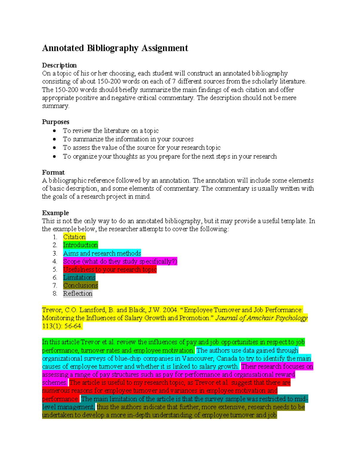 annotated bibliography instruction - Annotated Bibliography Assignment ...