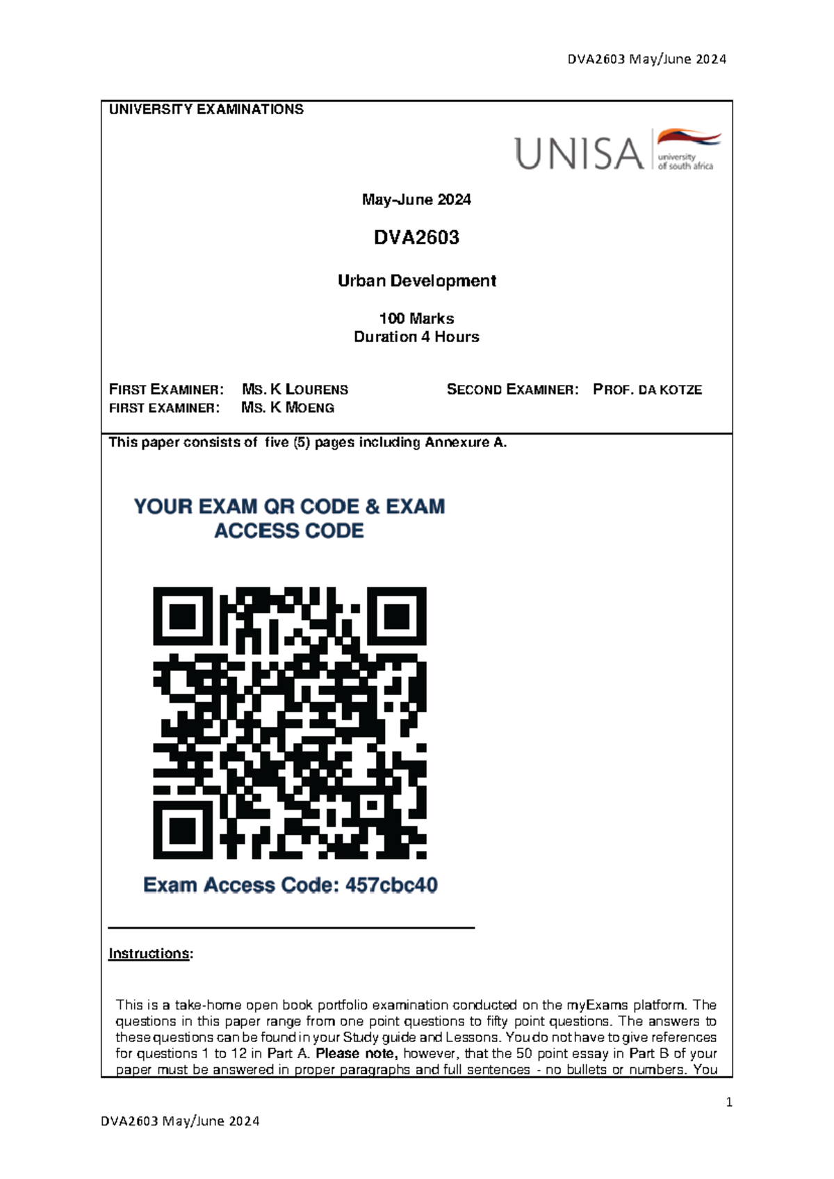 DVA2603 May June 2024 Exam paper - 1 UNIVERSITY EXAMINATIONS May-June ...