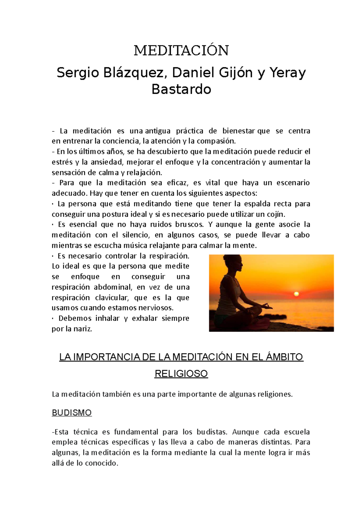 Meditación - MEDITACIÓN Sergio Blázquez, Daniel Gijón y Yeray Bastardo ...