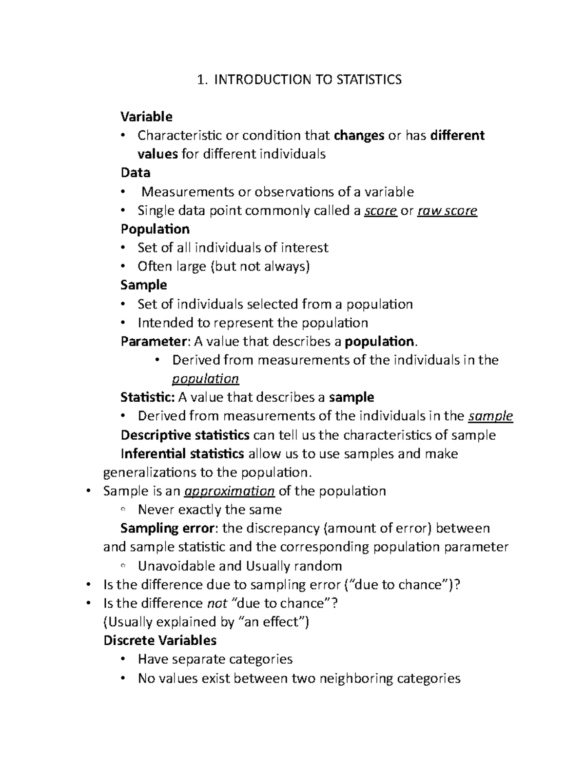 Introduction TO Statistics - 1. INTRODUCTION TO STATISTICS Variable Characteristic or condition ...