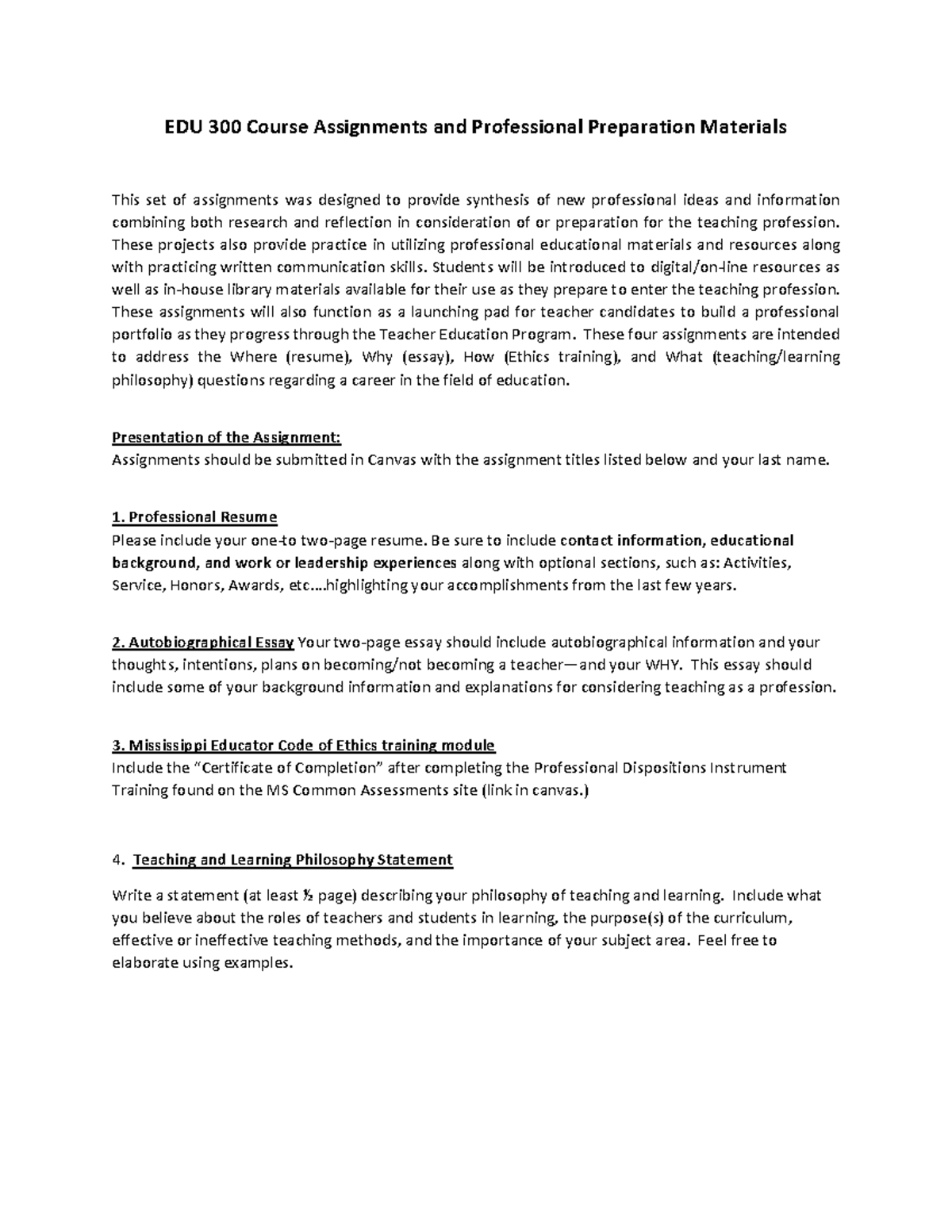 EDU 300 Course Topic Assignments - EDU 300 Course Assignments and Professional Preparation ...