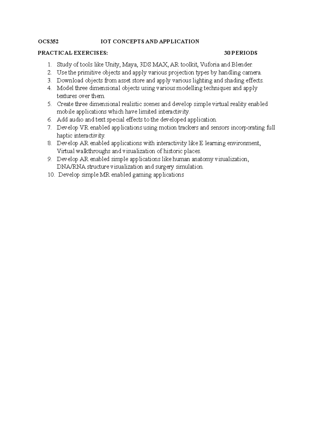 OCS352 Syllabus - Notes - OCS352 IOT CONCEPTS AND APPLICATION PRACTICAL ...