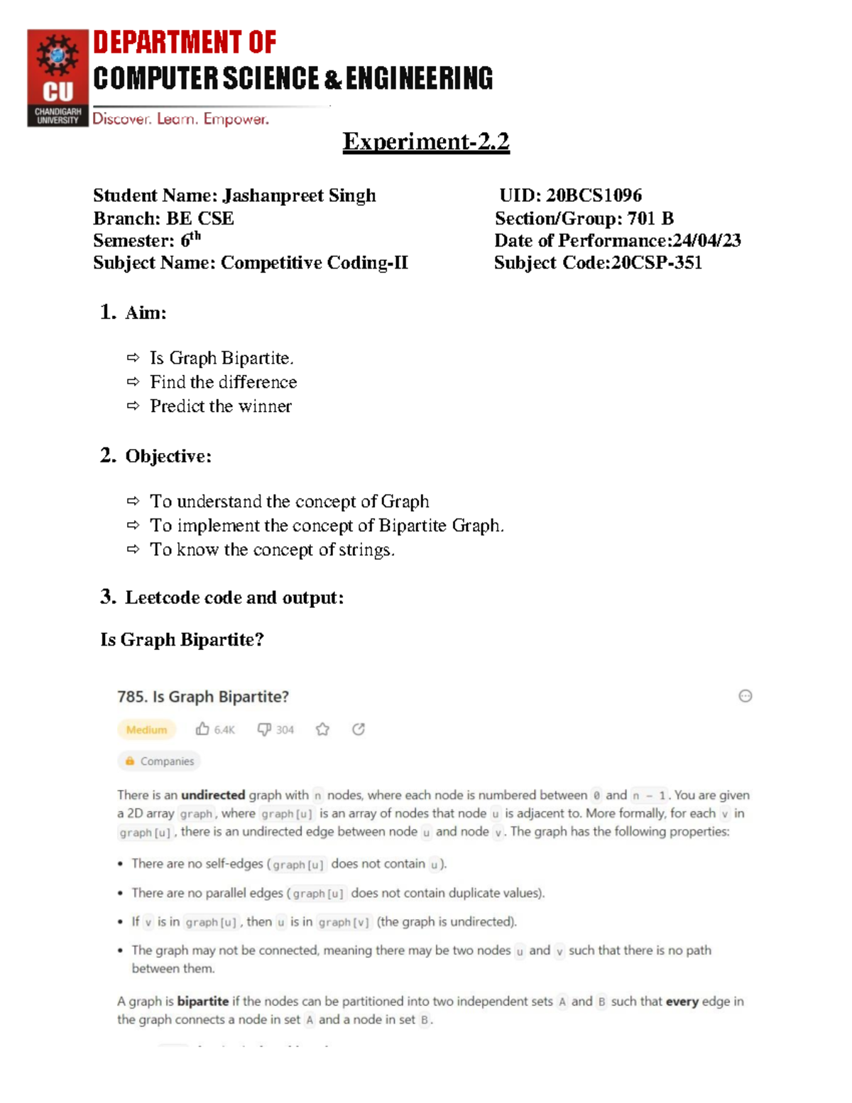 EXP 1.6 CC LAB - Worksheet of cc - COMPUTER SCIENCE & ENGINEERING ...