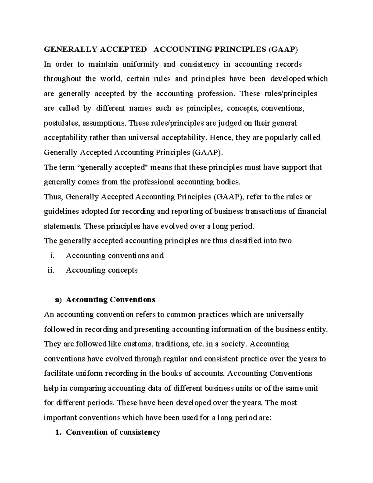 GAAPs - Generally Accepted Accounting Principles - GENERALLY ACCEPTED ...