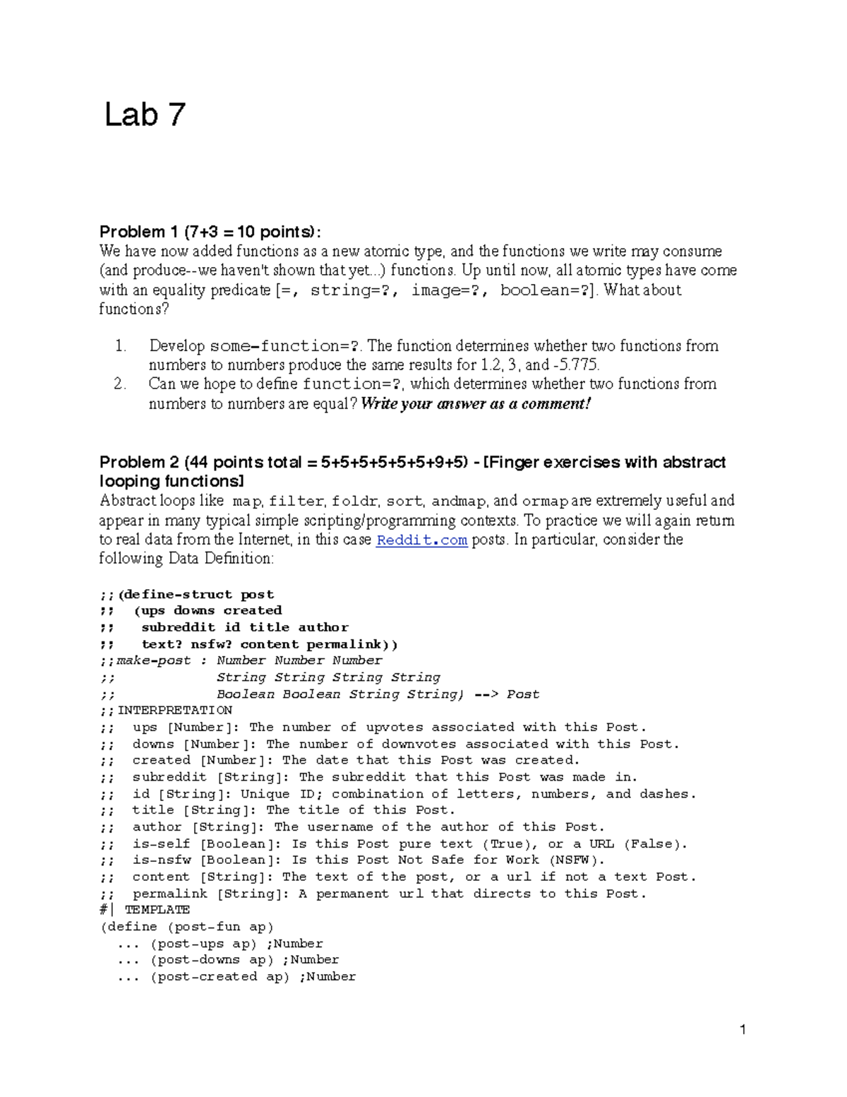 Lab7 - Mandatory weekly lab - Lab 7 CISC108 - Lab 8! Due Wednesday ...