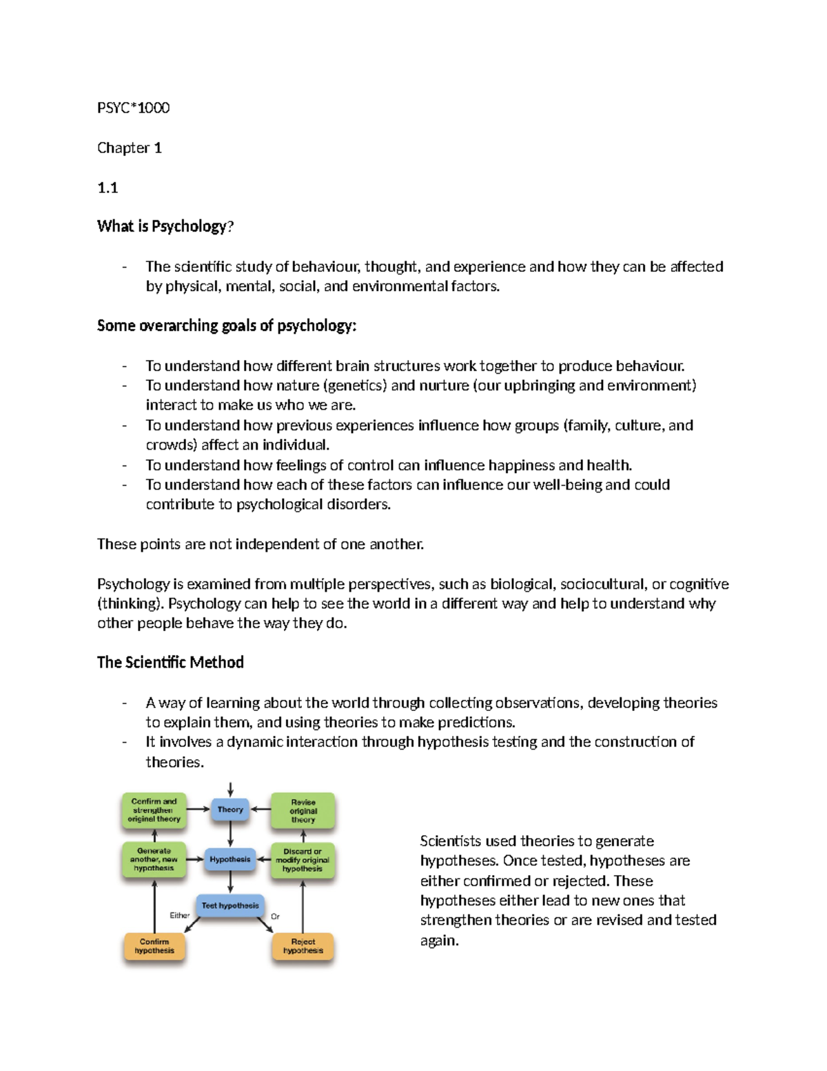 PSYC*1000 Chapter 1 Psychology Overview and Key Concepts - PSYC ...