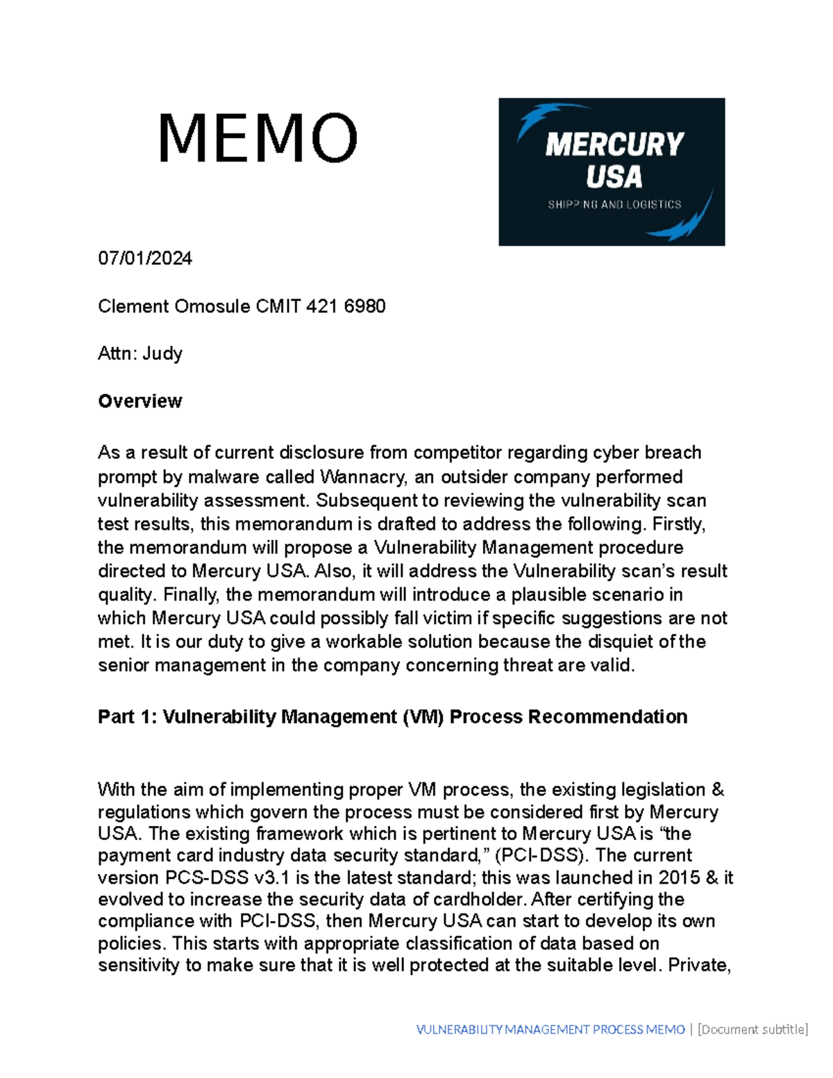 CMIT 421 Project 1 ST - Threat management and vulnerability assessment ...