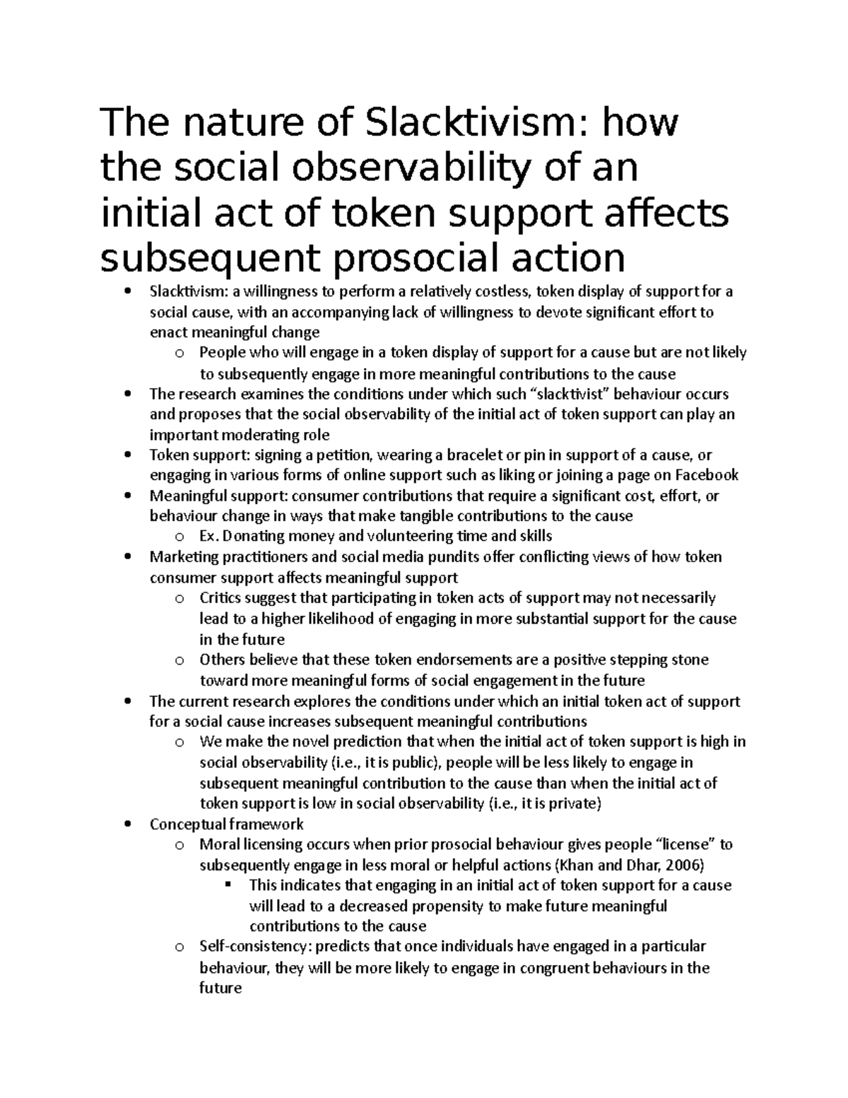 The nature of Slacktivism Notes and descriptive content - The nature of ...