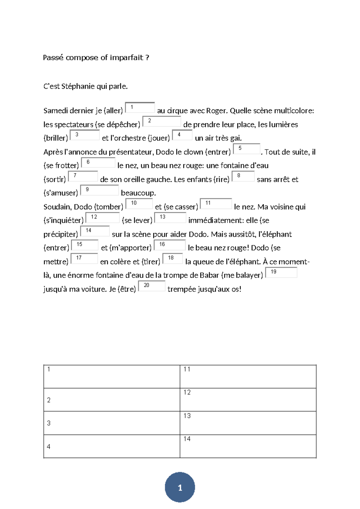 Pc of imparfait - 1 Passé compose of imparfait? C'est Stéphanie qui ...