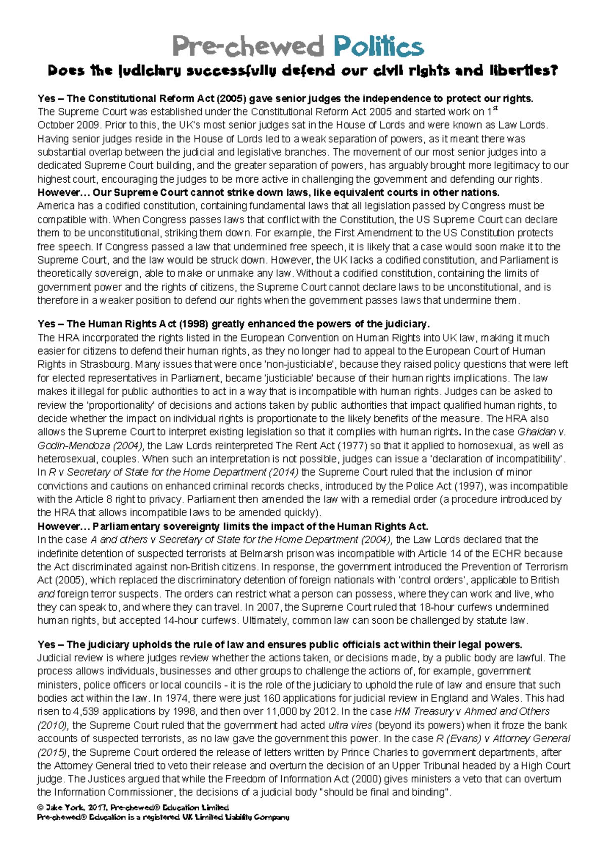 Does the judiciary successfully defend our civil rights and liberties ...