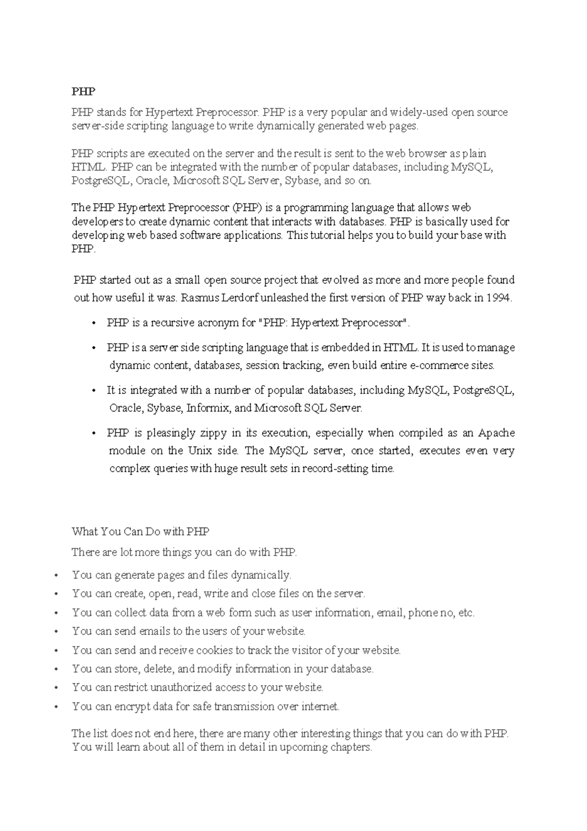 Php Notes On Php Php Php Stands For Hypertext Preprocessor Php Is 6067