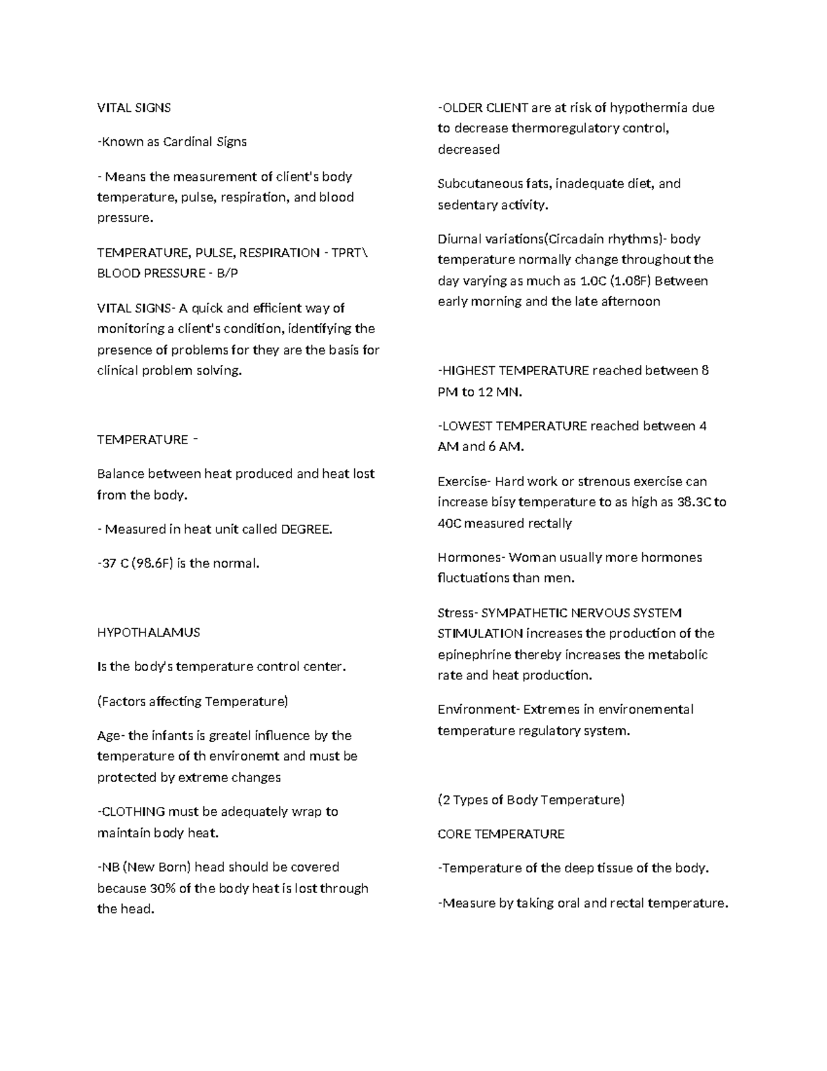 Vital Signs-WPS Office - VITAL SIGNS -Known as Cardinal Signs Means the ...