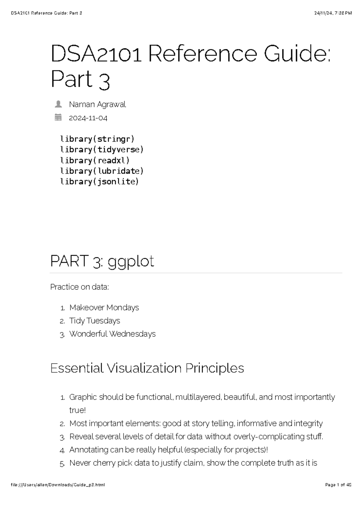 DSA2101 Reference Guide Part 3 - DSA2101 Reference Guide: Part 3 Naman Agrawal 2024-11- PART 3 ...