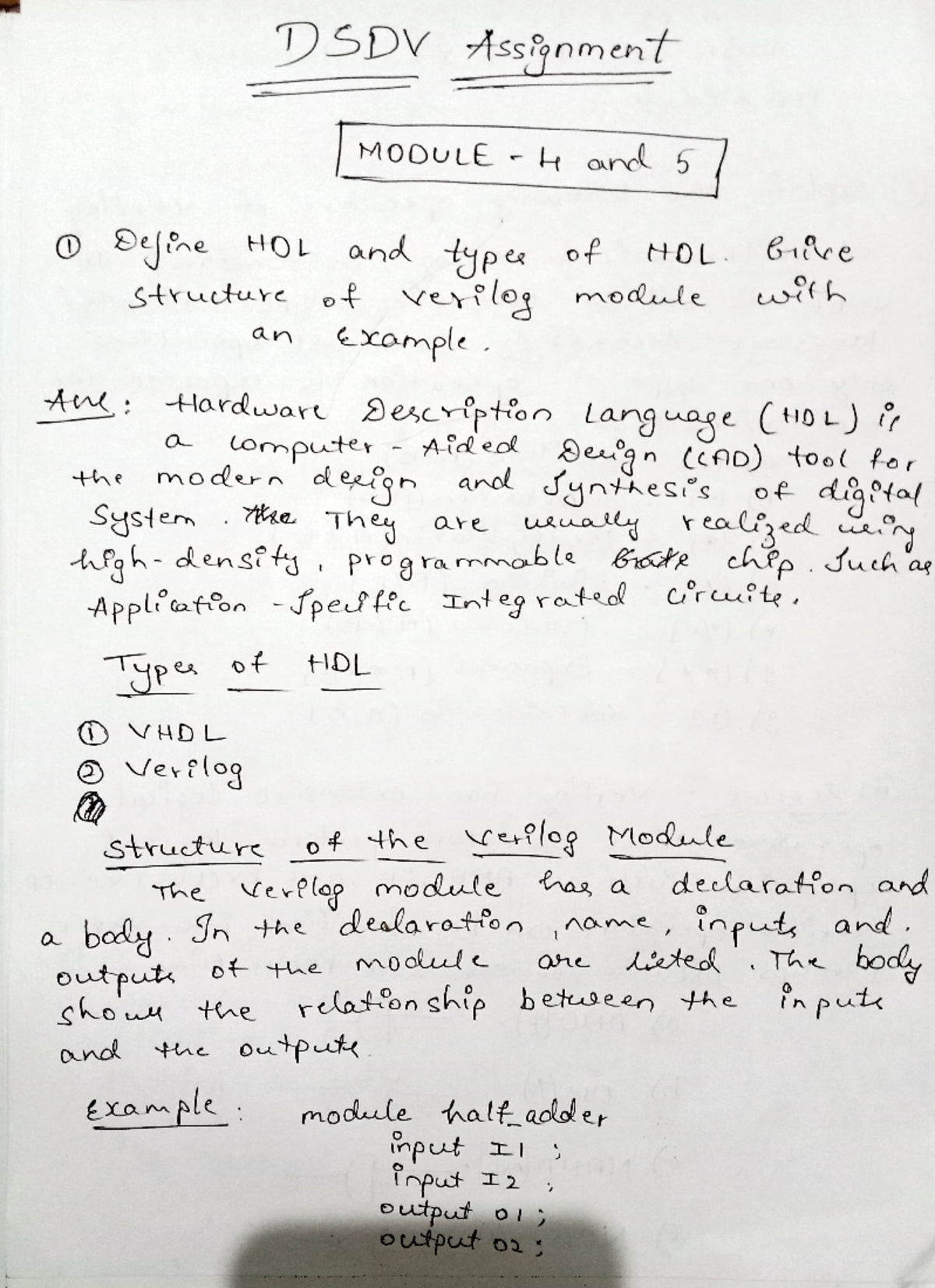Dsdv Module 4and5 Summary Digital Design And Computer Organization O Ae Hol Structure The A