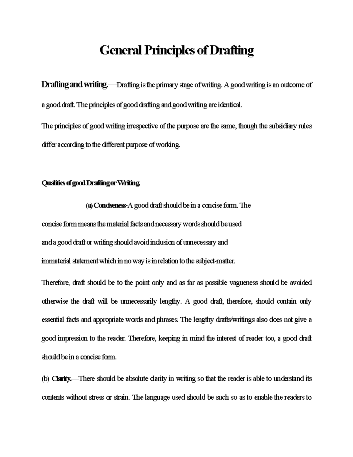 Qualities of Good Drafting and Rules of Composition - General ...
