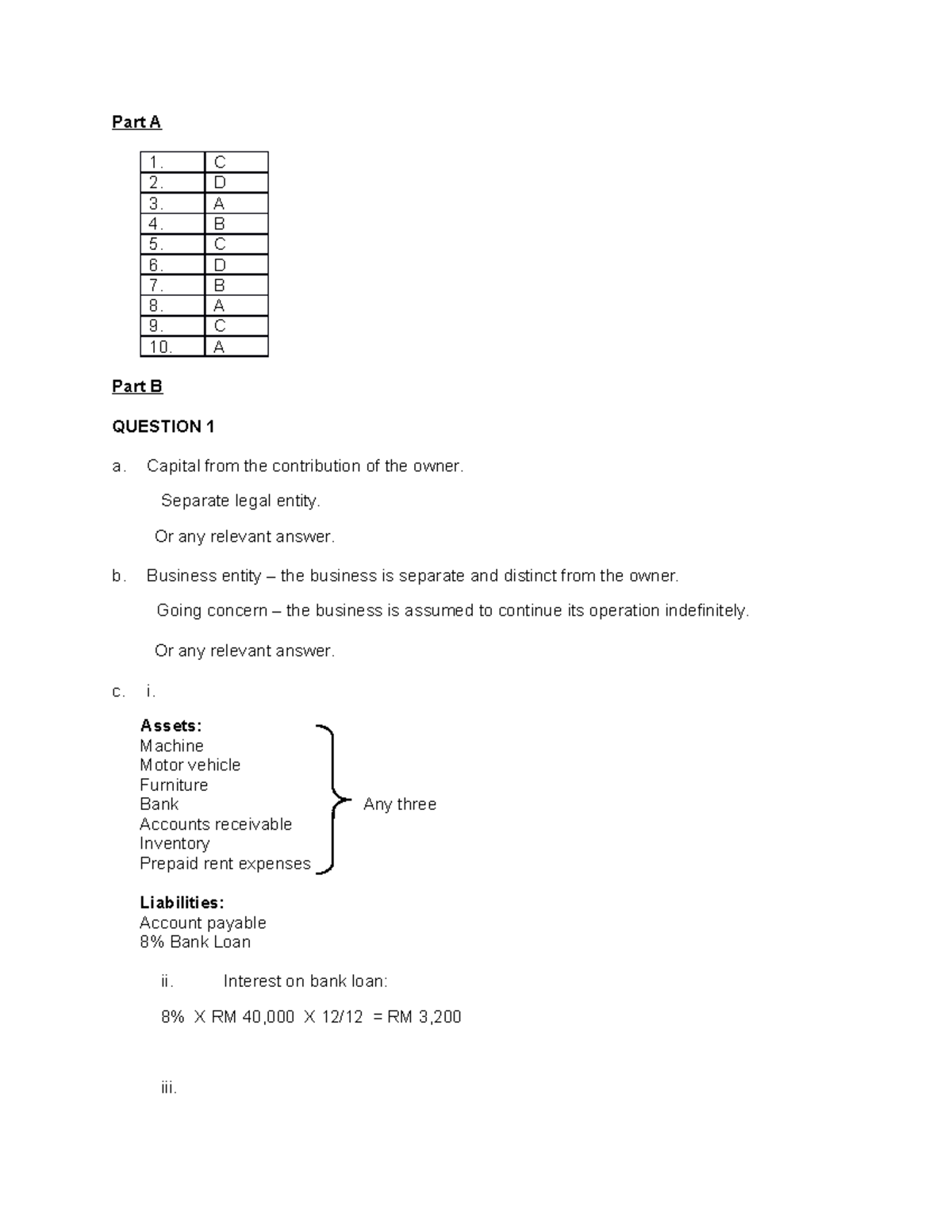 Solution ACC106 March 2016 Part A C D A B C D B A C A Part B QUESTION