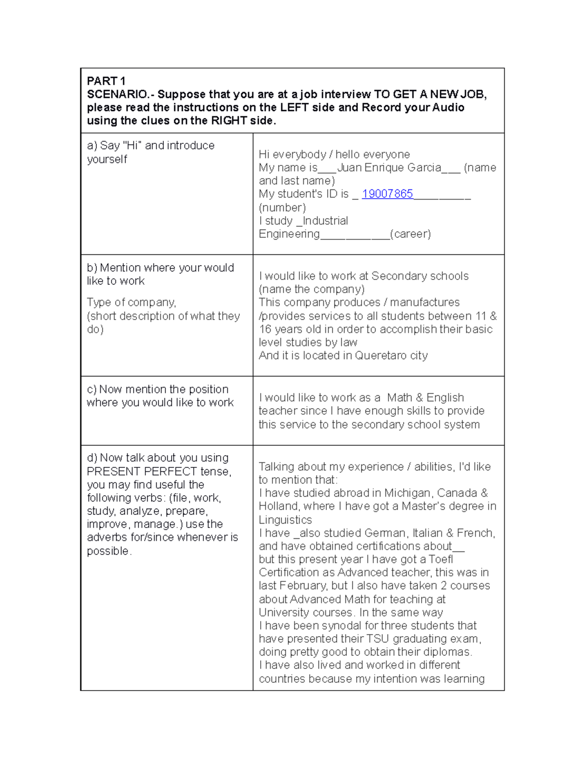 PART 1 - Apuntes unidad 1 - PART 1 SCENARIO.- Suppose that you are at a ...