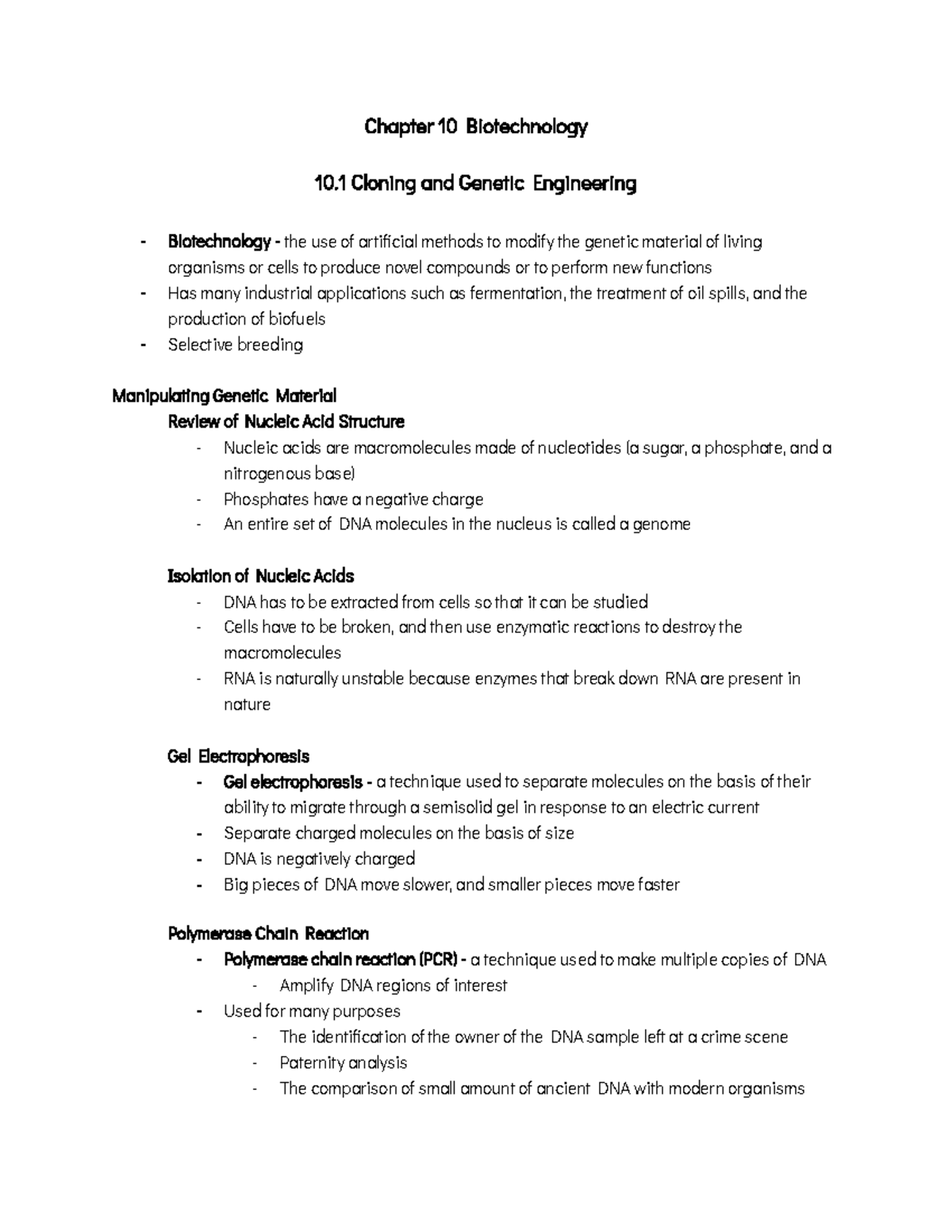 Lesson 13 - Principles of Biology - Chapter 10 Biotechnology 10. 1 ...