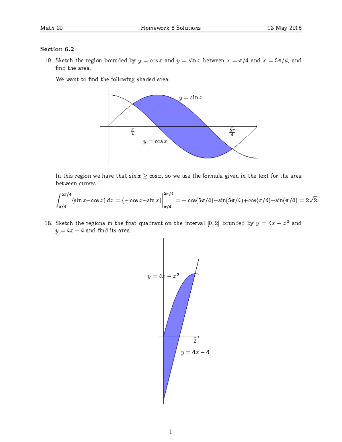 Seminar assignments - Homework assignment 6 solutions - Math 20 Homework 6 Solutions 13 May 2016 ...