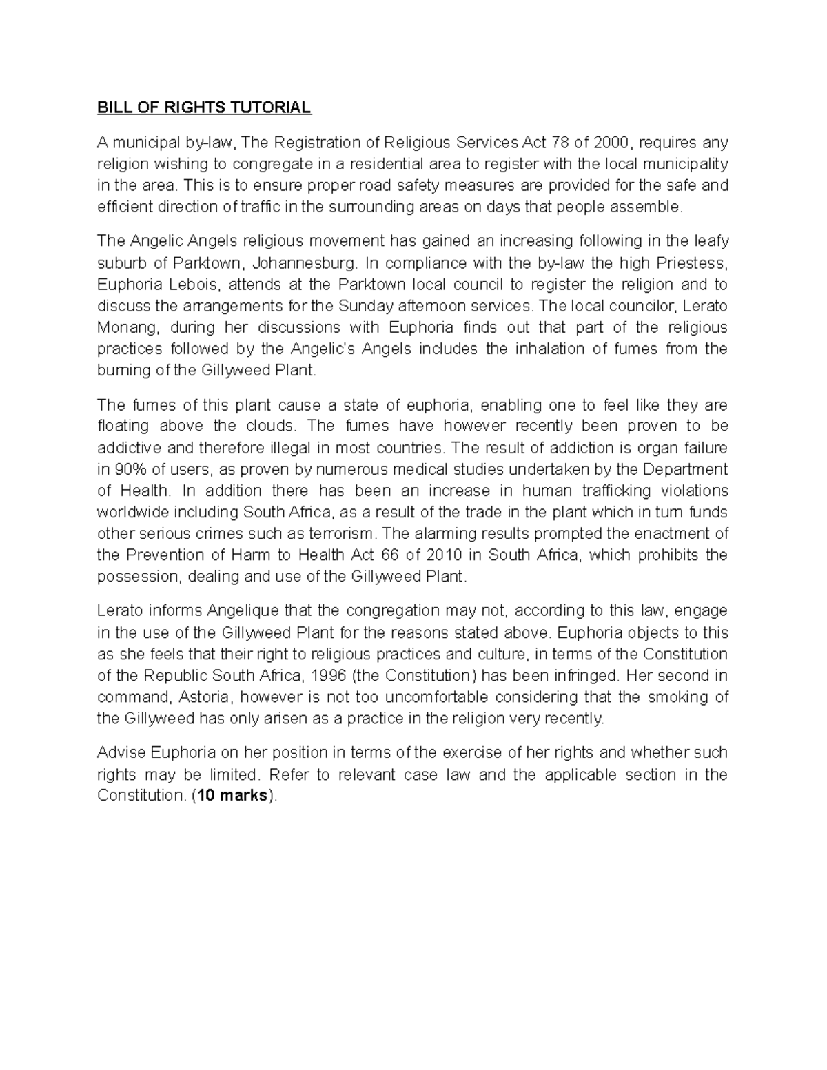 BILL OF Rights Tutorial - BILL OF RIGHTS TUTORIAL A municipal by-law ...