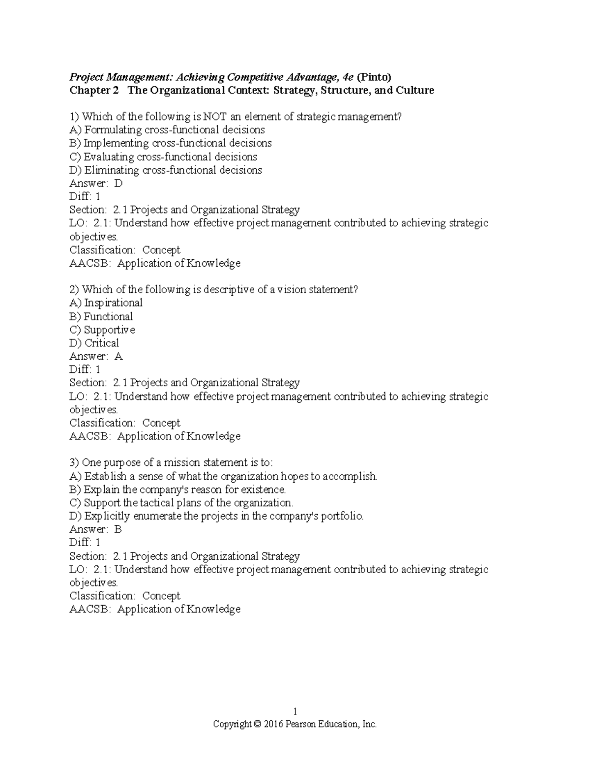 Pinto pm4 tif ch02 - Exercise - Project Management: Achieving ...