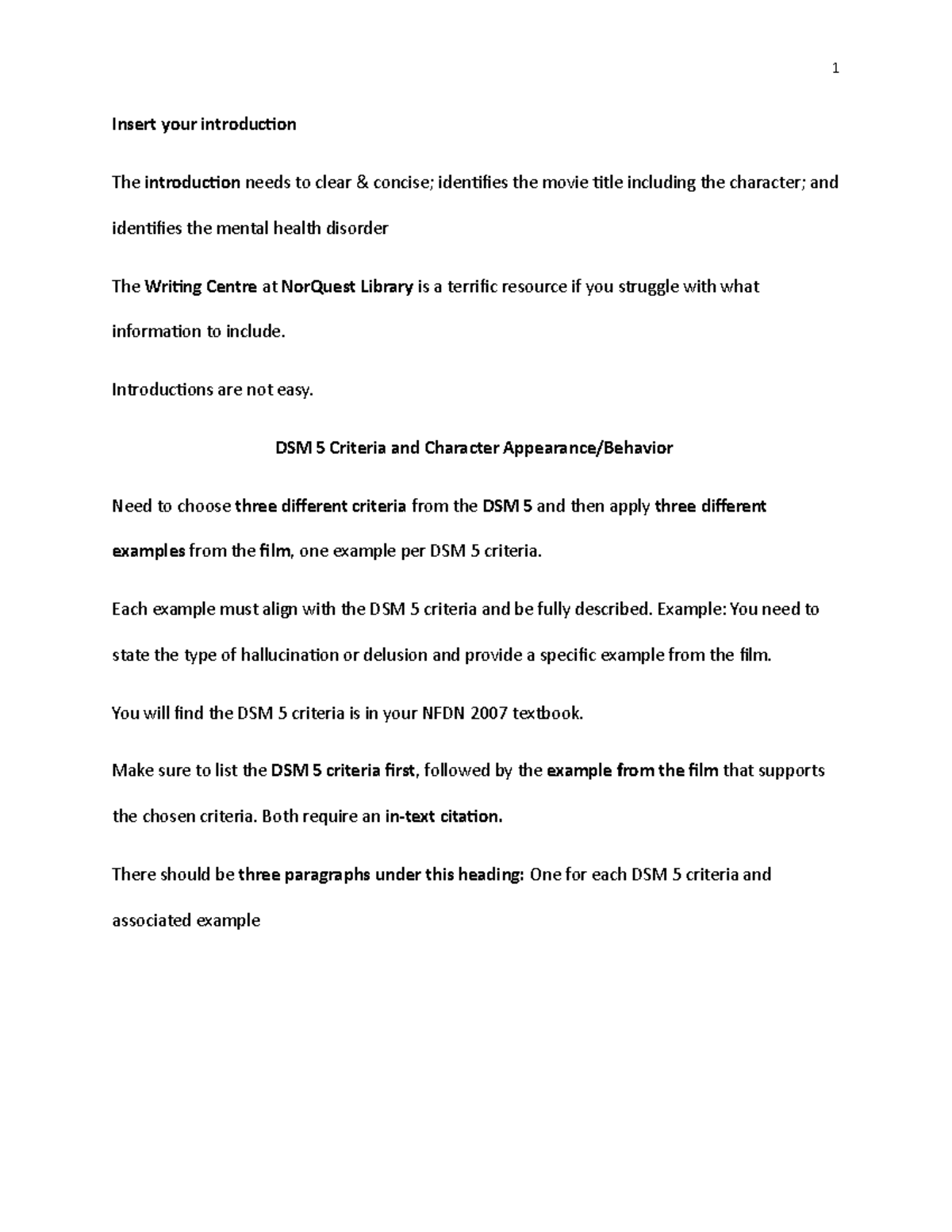 Assignment # 1 example and tips - Insert your introduction The ...