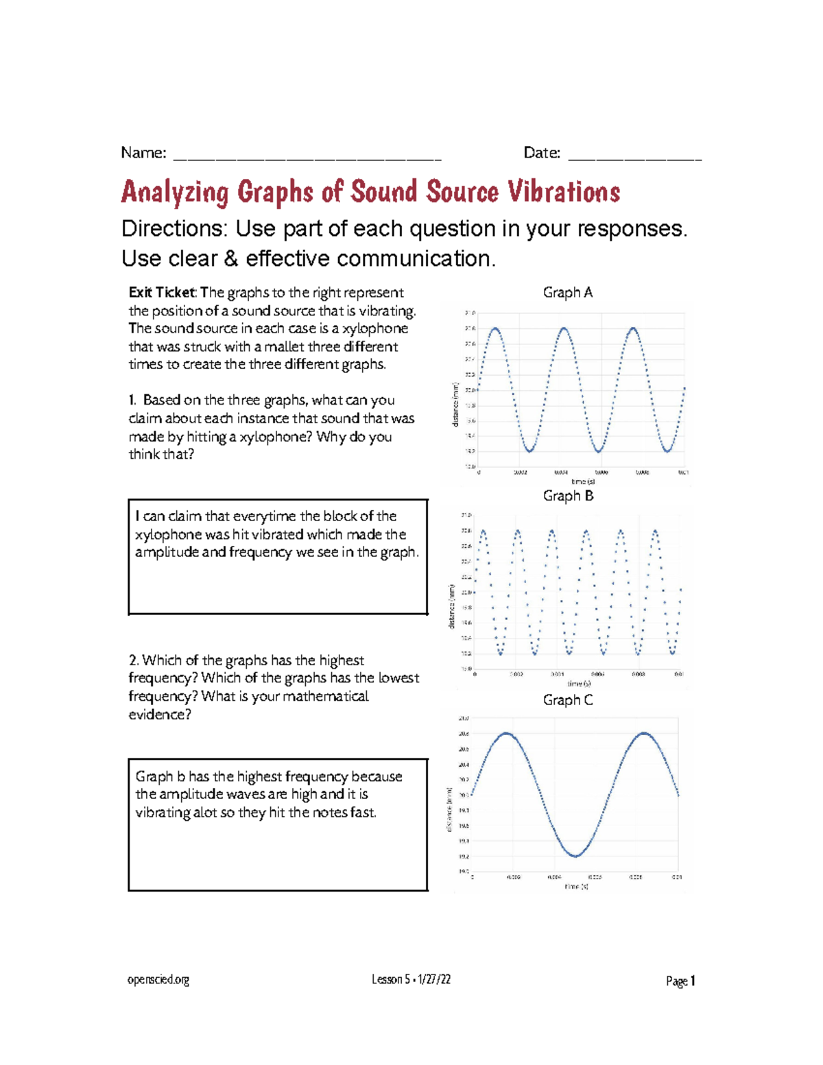 Sebastian Hurtado - Exit ticket online Handout Analyzing Graphs - Name ...
