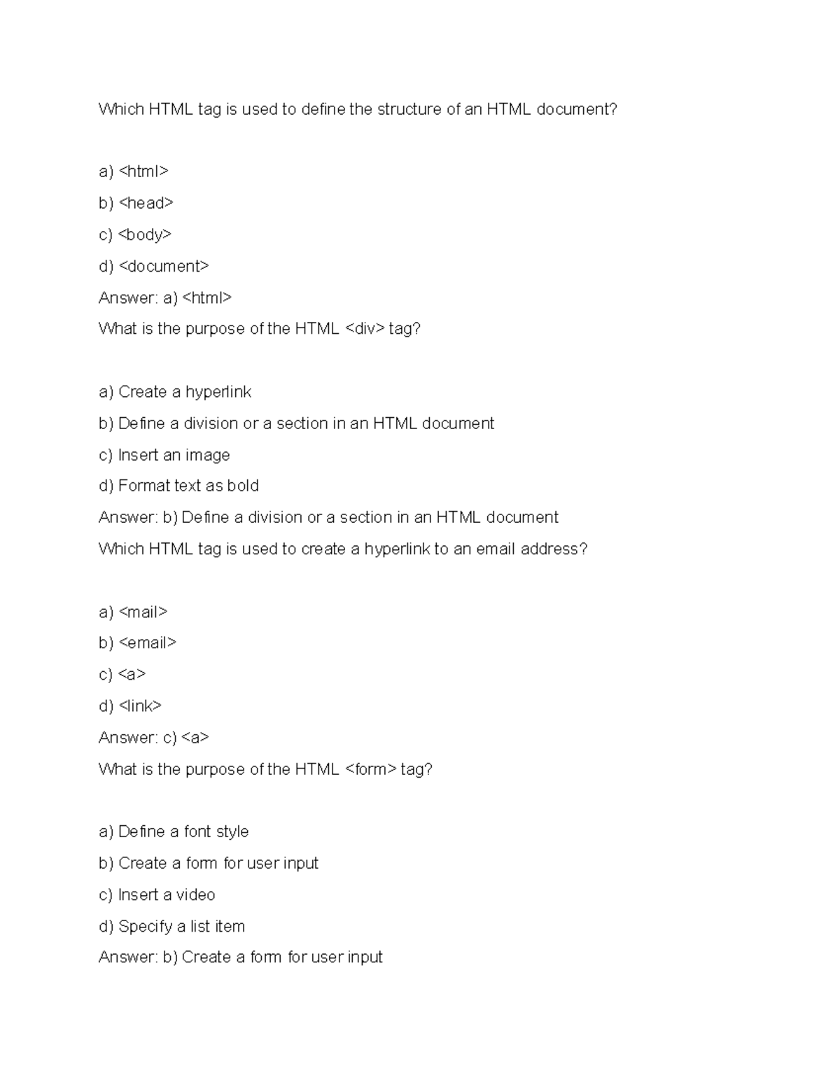 Html2 - quiz about html - Which HTML tag is used to define the ...