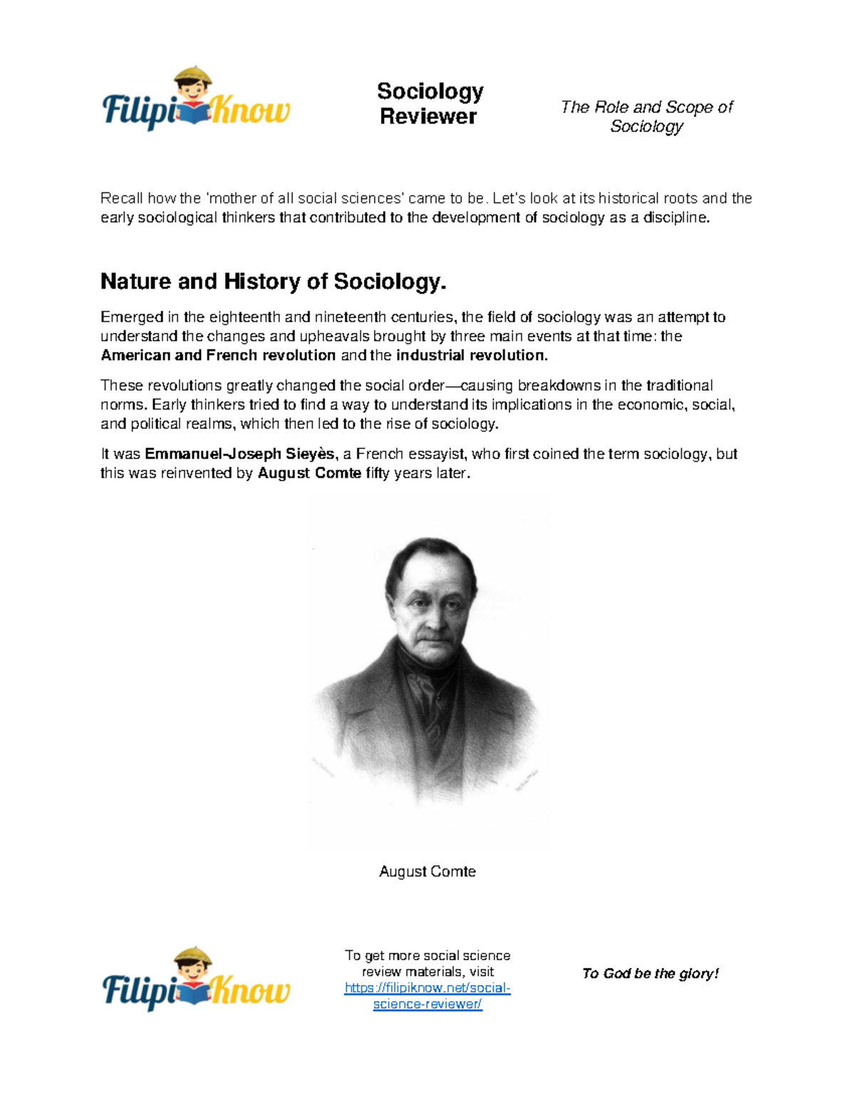 Merged Social Science Review - Reviewer The Role and Scope of Sociology ...