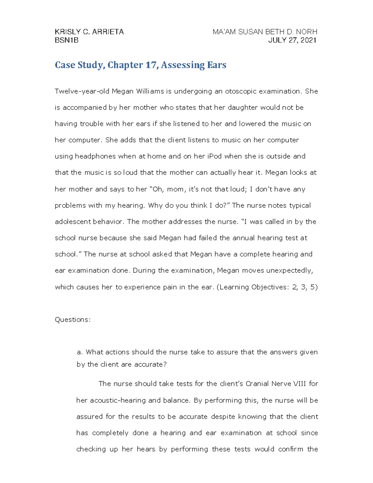 CS-Chapter 17 - Case study analysis Chapter 17 - KRISLY C. ARRIETA MA ...