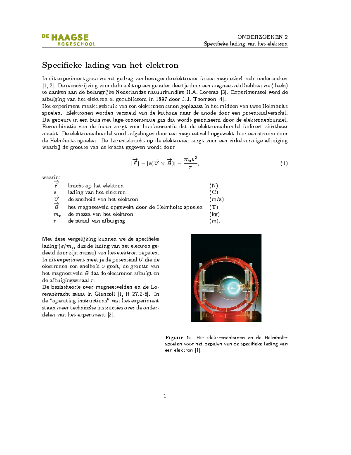 ONDZ2 Specifieke lading elektron - ONDERZOEKEN 2 Specifieke lading van ...