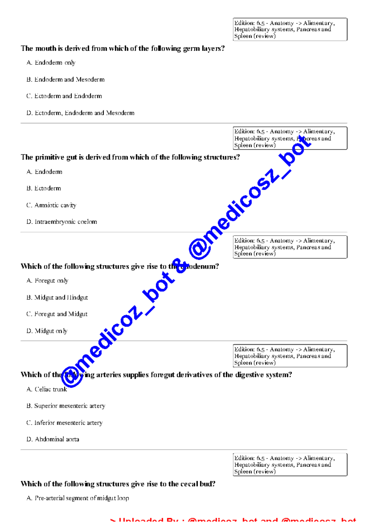 Anatomy Alimentary, Hepatobiliary systems, Pancreas and Spleen review ...