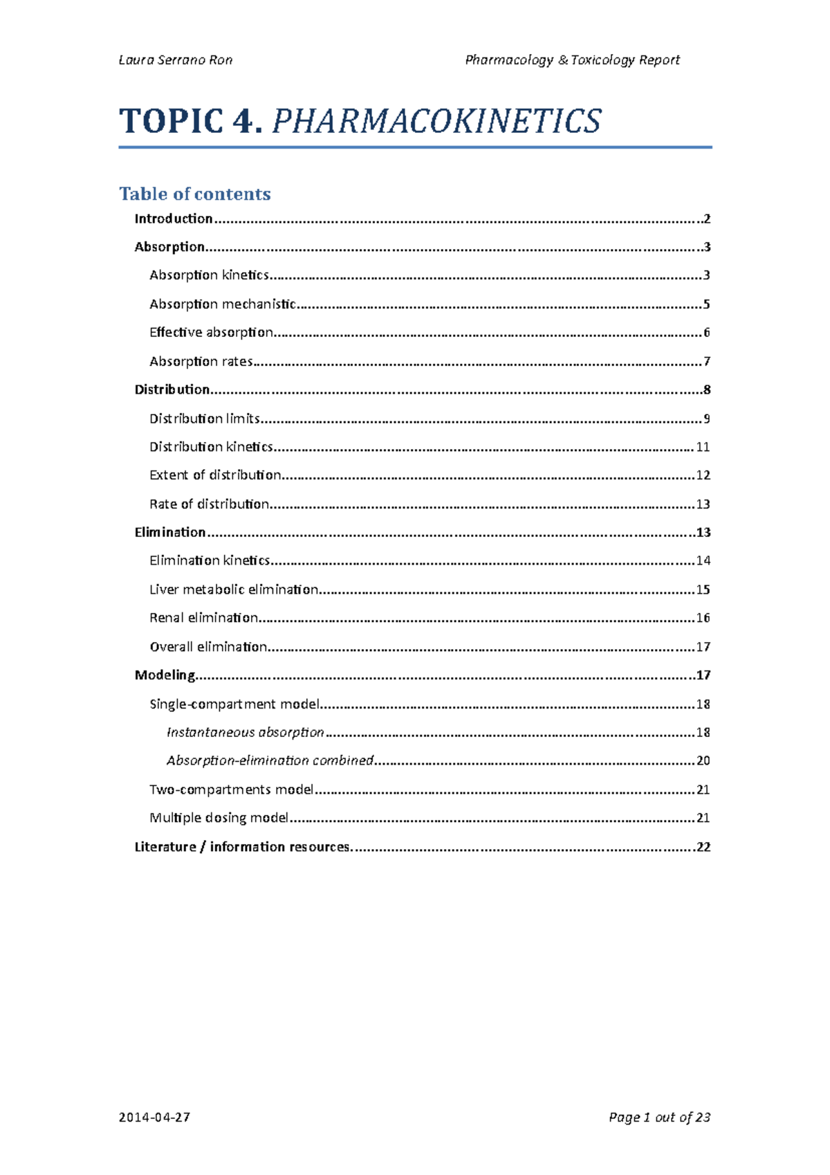 PHand TX Report 4 Laura Serrano - Laura Serrano Ron Pharmacology ...