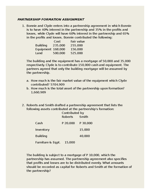Quiz 1 Partnership Formation and Operation - Quiz 1: Partnership ...