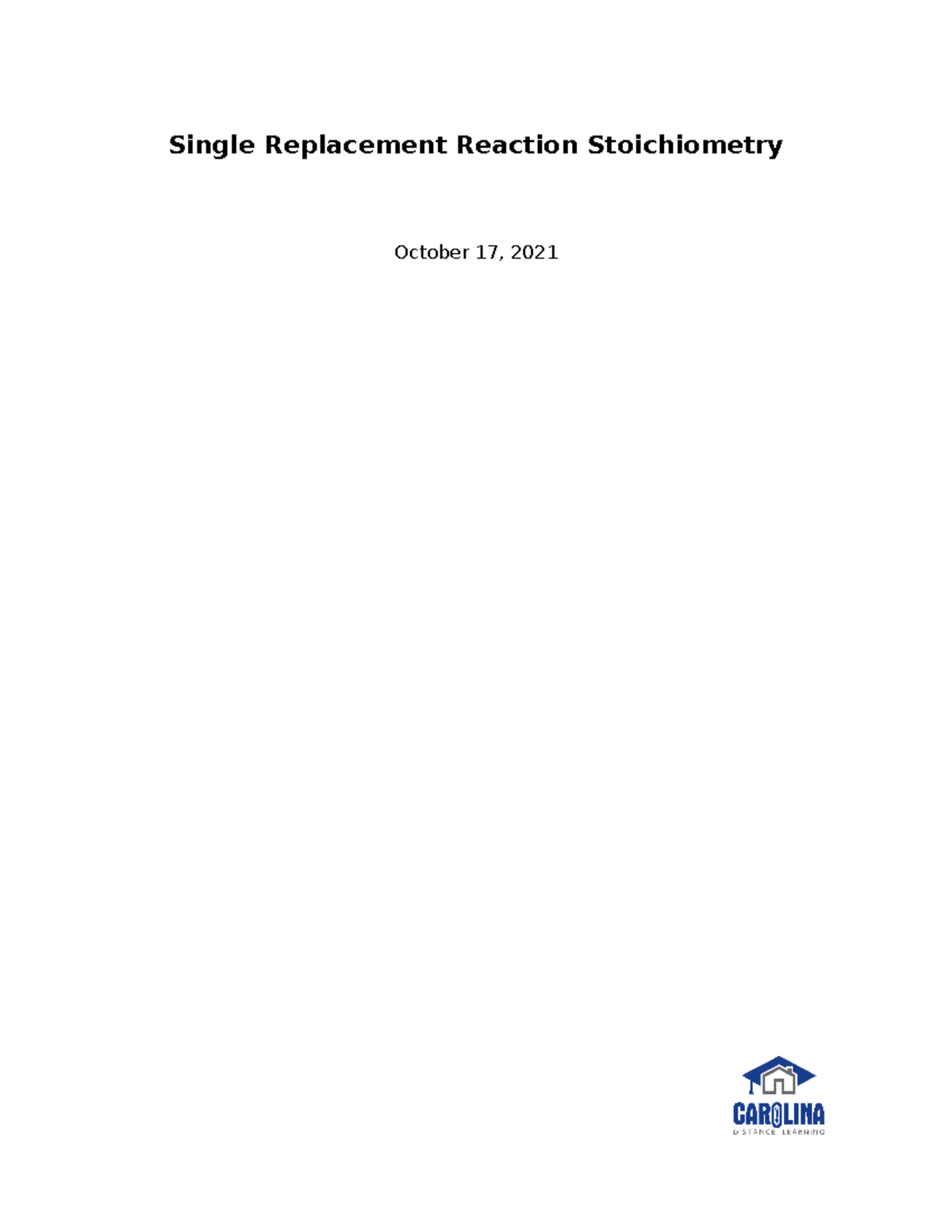Single Replacement Reaction Stoichiometry - Write the balanced equation ...