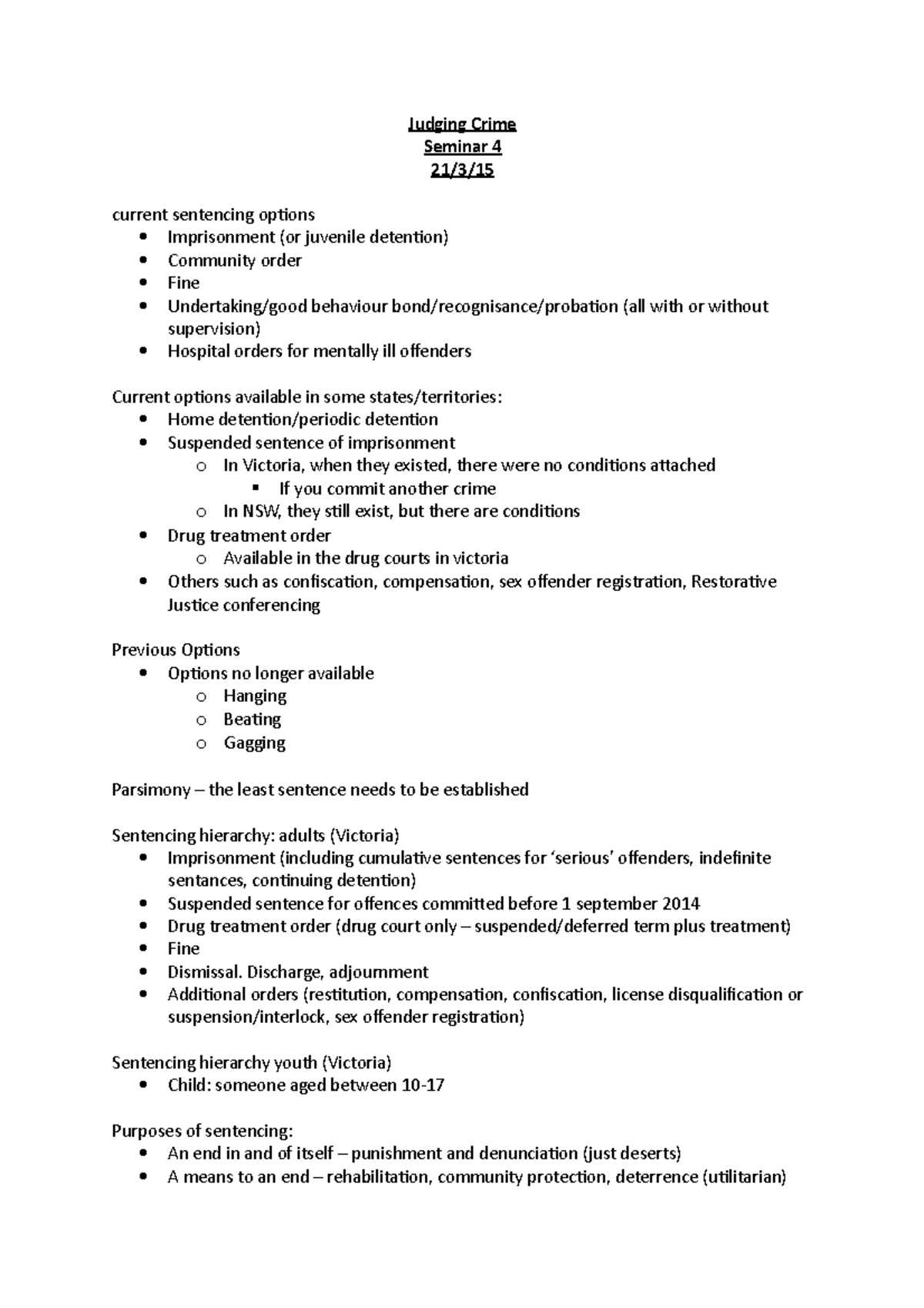 JC - Seminar 4 - Notes - Judging Crime Seminar 4 21/3/ current ...