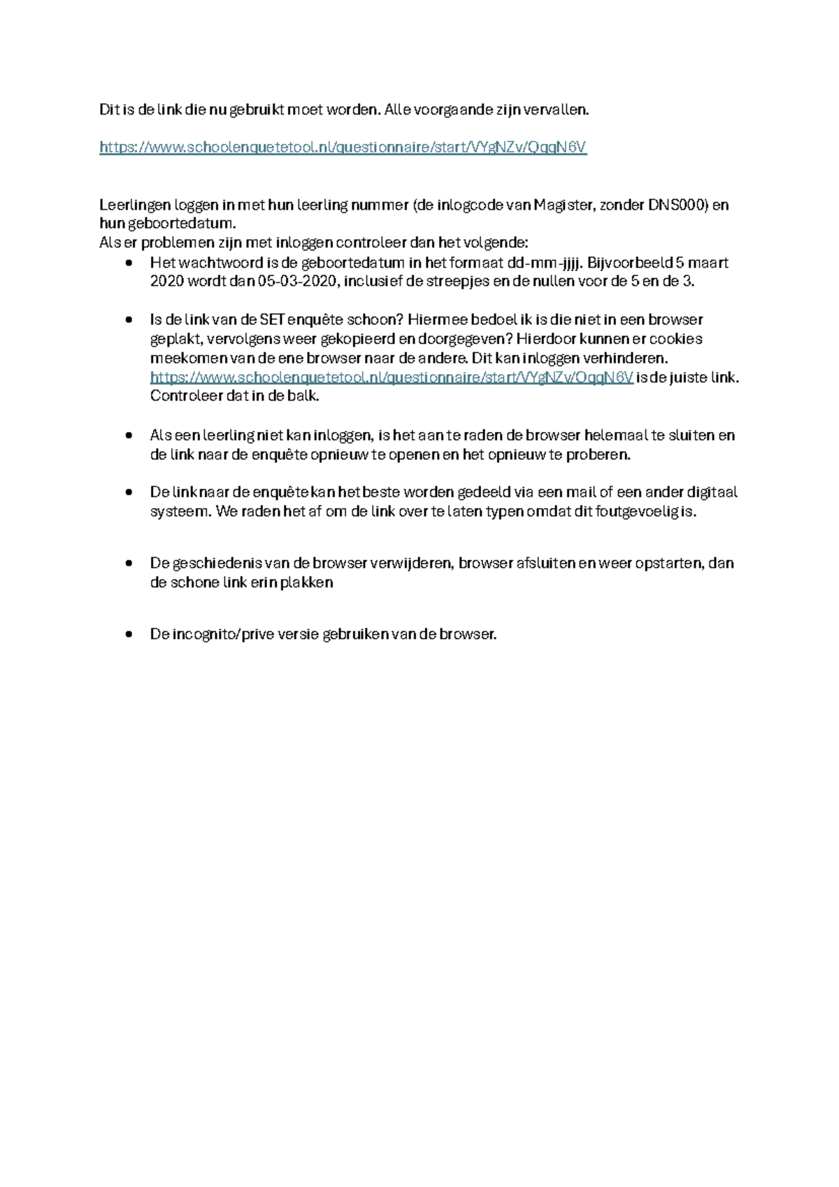 NPO vragenlijst - Dit is de link die nu gebruikt moet worden. Alle ...