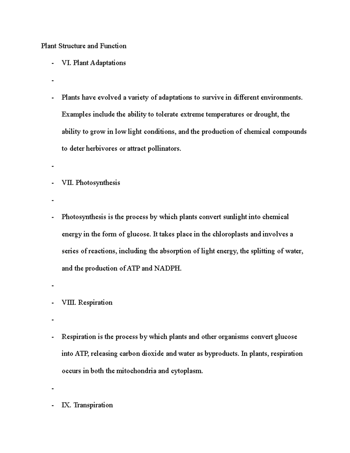 Plant Structure And Function Part 2 Plant Structure And Function VI