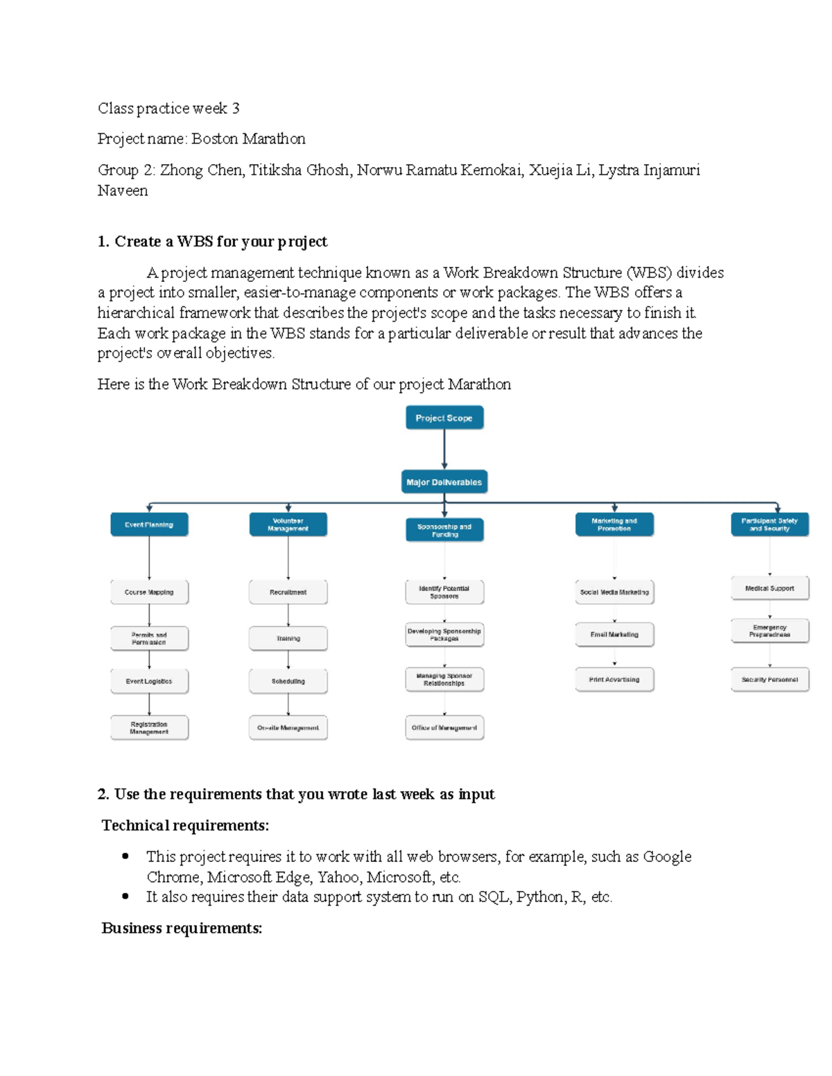 Week 3 class practice - technical projects - Class practice week 3 Project name: Boston Marathon ...